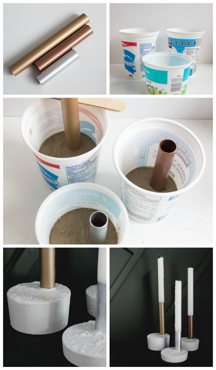 A Simple Concrete Project: Metallic Candlesticks - Lindi & Russ