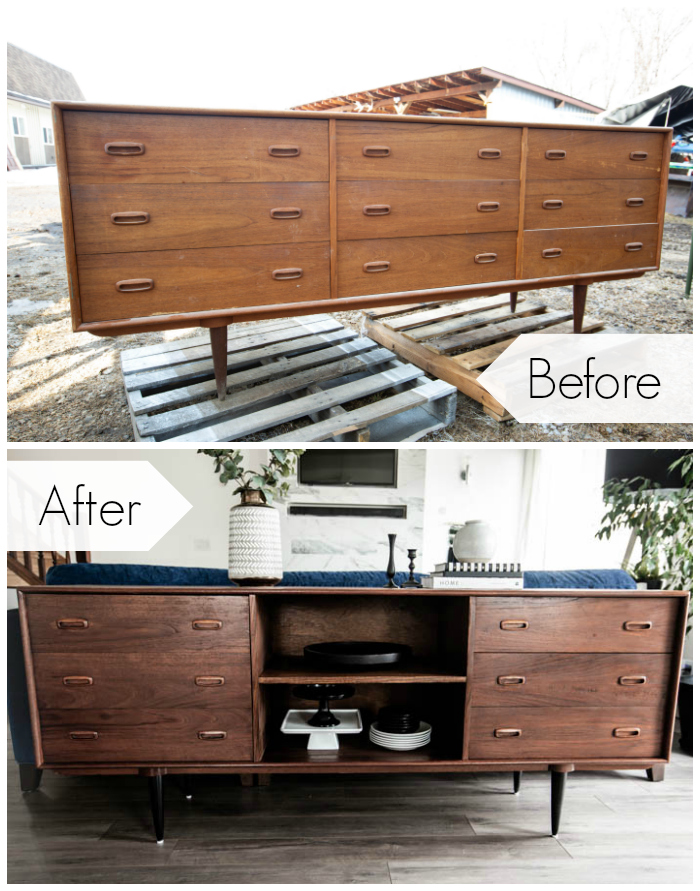 Mid-Century Modern Sideboard Makeover [How to Strip and Refinish ...