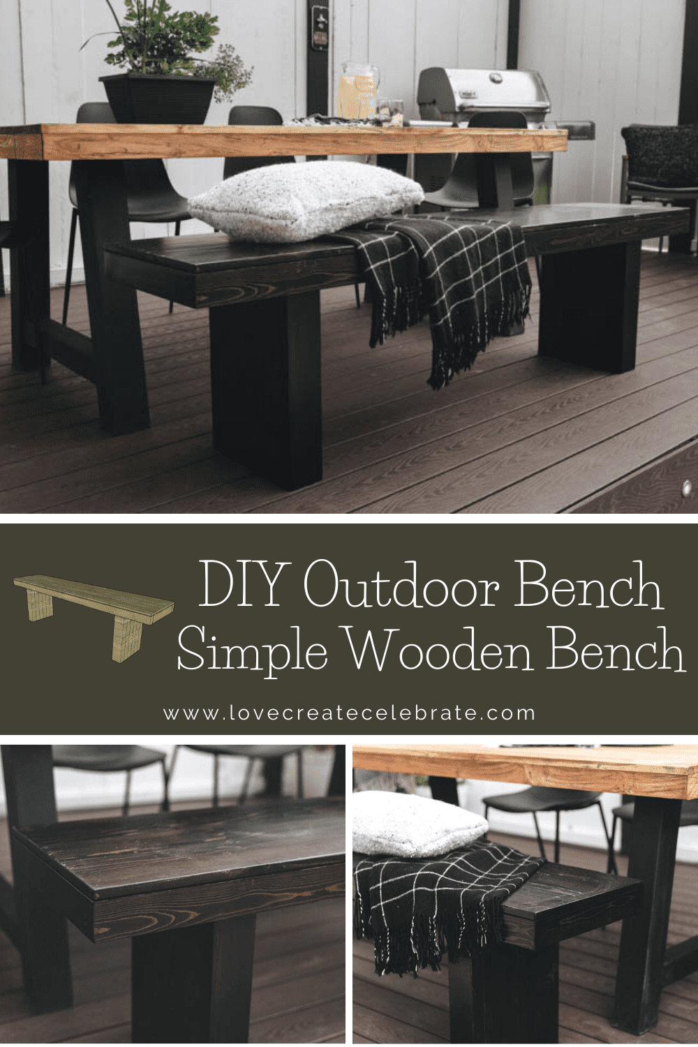 DIY Outdoor Bench | Simple Wooden Bench Plans - Lindi & Russ
