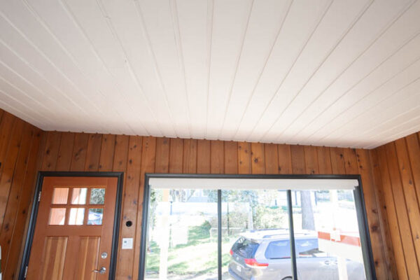 Tips for how to Paint a Unpainted Wood Ceiling White - Lindi & Russ