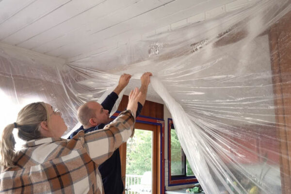 Tips for how to Paint a Unpainted Wood Ceiling White - Lindi & Russ