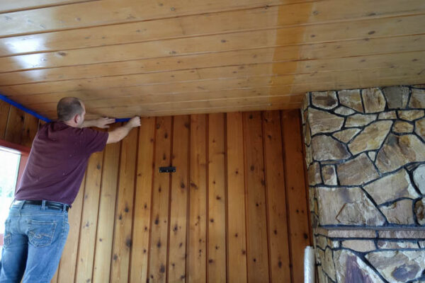 Tips for how to Paint a Unpainted Wood Ceiling White - Lindi & Russ