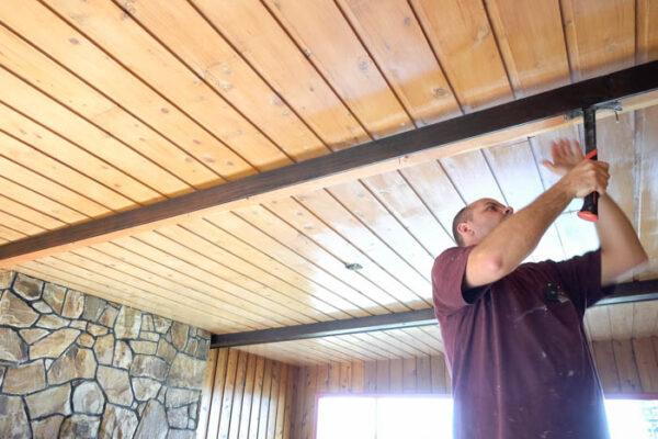 Tips for how to Paint a Unpainted Wood Ceiling White - Lindi & Russ